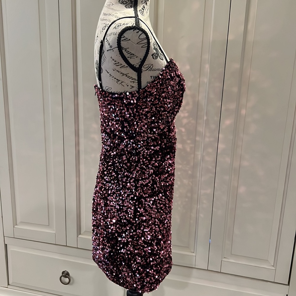 Midnight Doll Purple/Black Sequence Velvet Mini Bodyc… - Gem